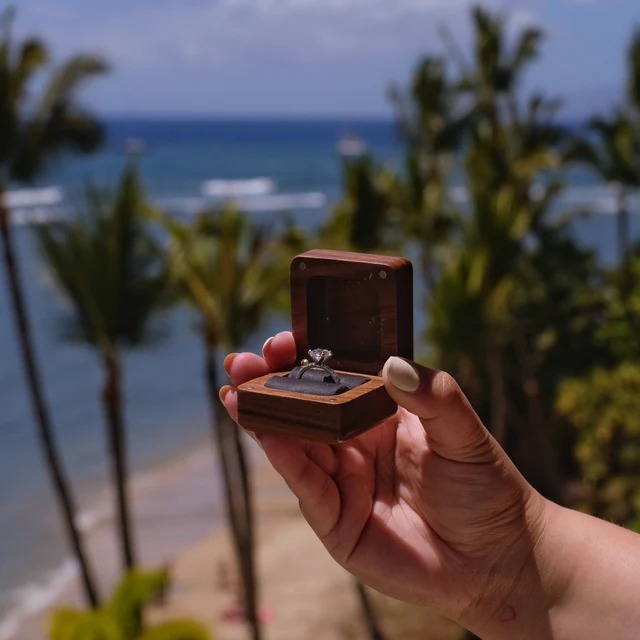 Walnut Ring Box Wood Handmade Brown Leather • Offbeat Wed (was Offbeat ...
