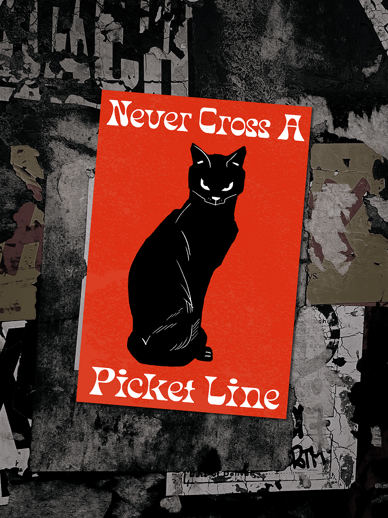 Never Cross a Picket Line Sabo Cat Sticker – OffColorDecals