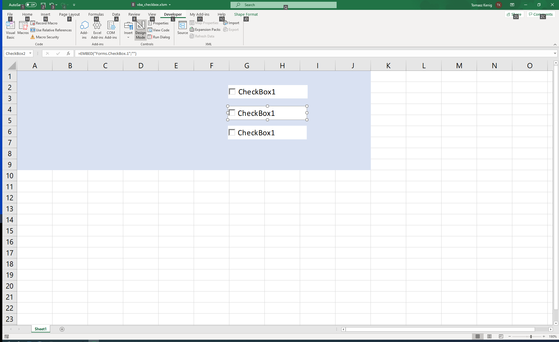 Activex Controls Check Box In Excel Vba Officeinside