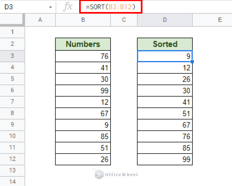 Using The Sort Function In Google Sheets With Examples