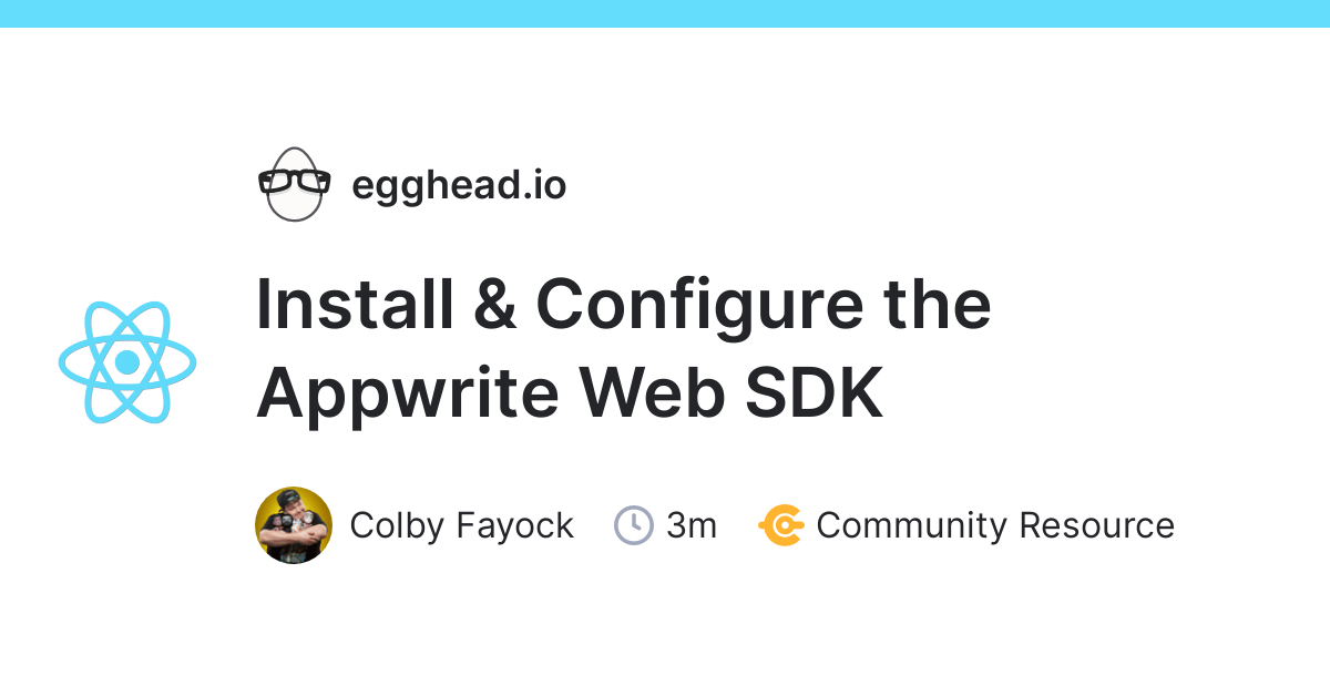 Install Configure The Appwrite Web Sdk Egghead Io