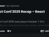 React Conf 2025 Recap React Daily Dev