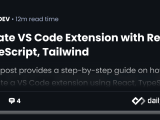 Create Vs Code Extension With React Typescript Tailwind Daily Dev