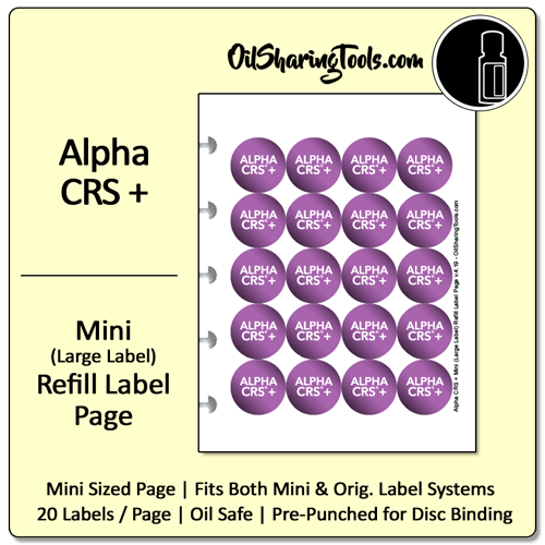 Alpha CRS + (Large) Mini Label Page – Oil Sharing Tools