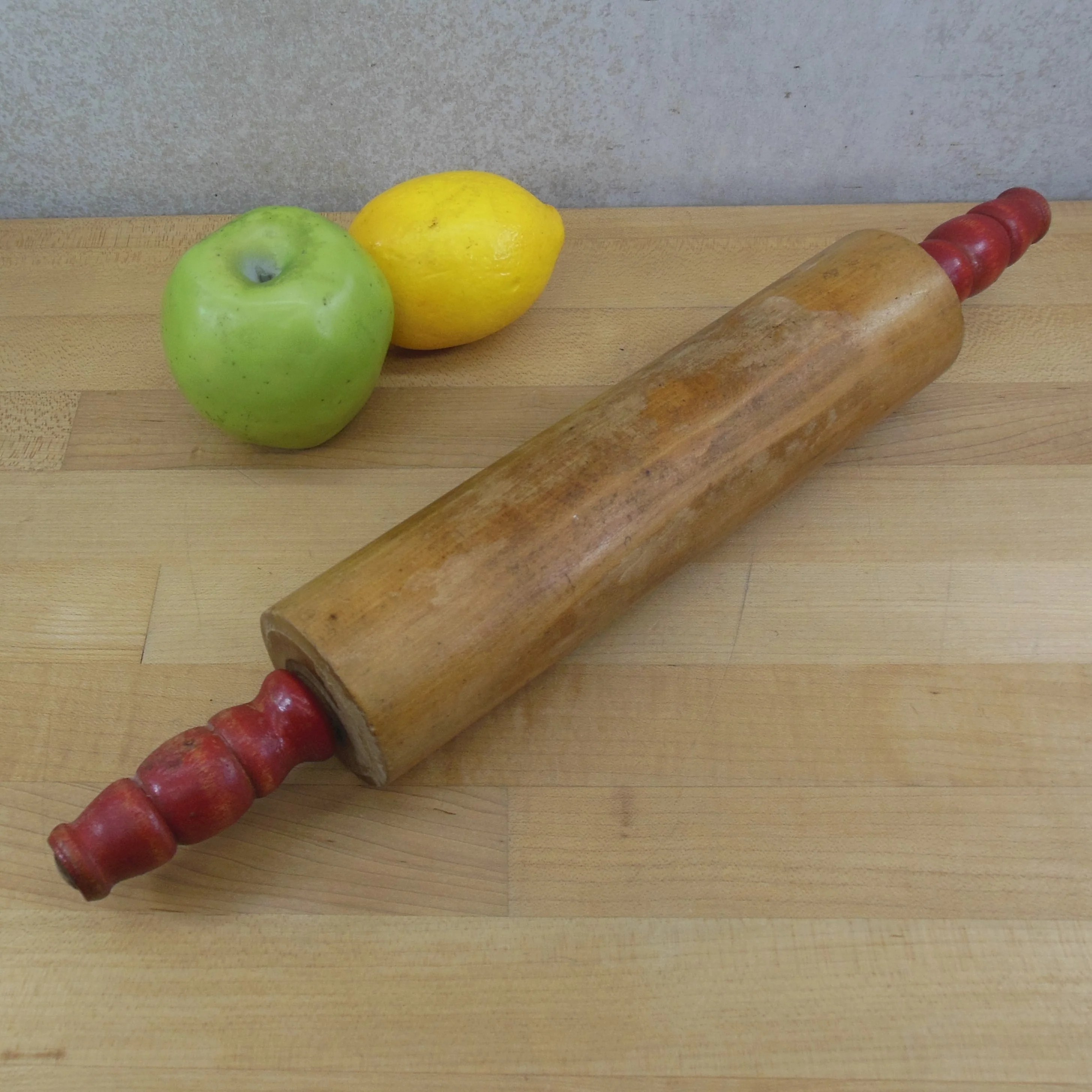 Unbranded 10 Maple Rolling Pin Red Handles Olde Kitchen Home