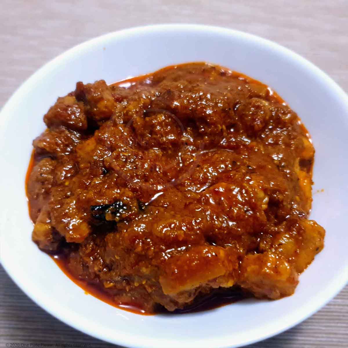 Pork Balchao |Piquant Goan Pork | One Plate Please