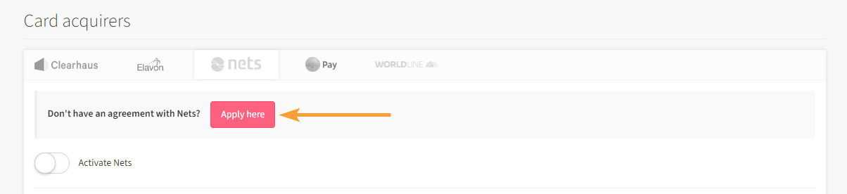 Settings Acquirers Nets Onpay Documentation