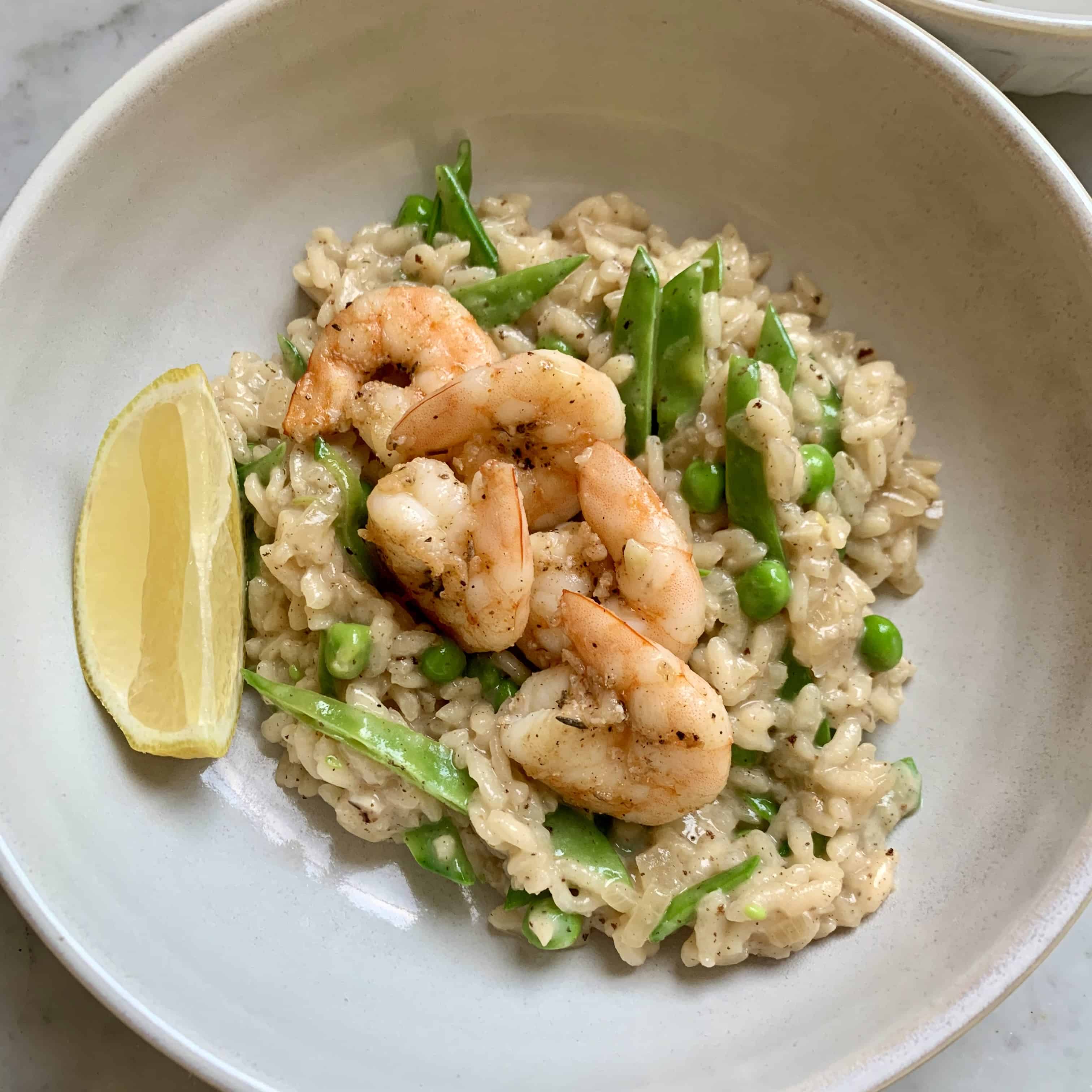 Lemon Shrimp Risotto with Peas - On The Bias