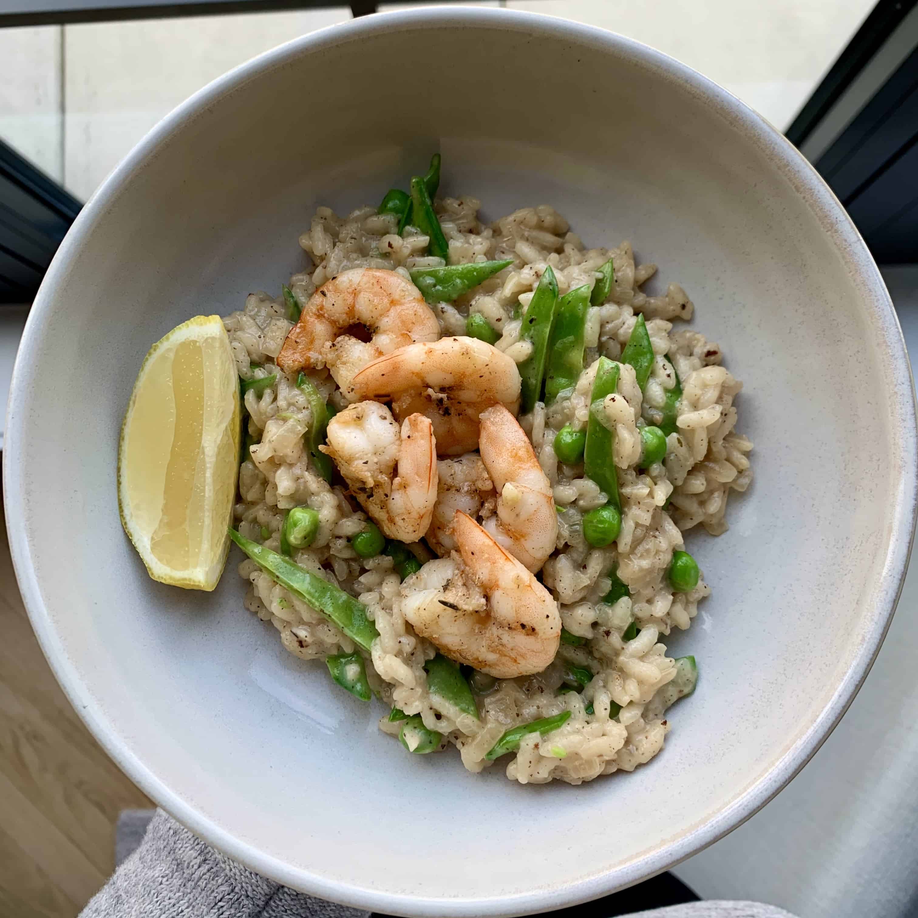 Lemon Shrimp Risotto with Peas - On The Bias