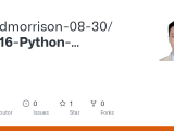Github Davidmorrison 08 30 Cs116 Python Programming For Machine Learning