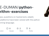 Github Ayse Duman Python Algorithm Exercises In This Repo Questions