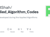 Github Swetshah Applied Algorithm Codes Codes Developed During The