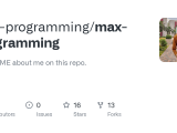 Github Max Programming Max Programming A Readme About Me On This Repo