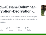 Github Shadwaessam Columnar Encryption Decryption Algorithm The
