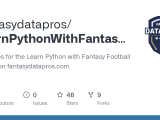 Github Fantasydatapros Learnpythonwithfantasyfootball Data Files For