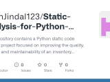 Github Anshjindal123 Static Analysis For Python Inventory System