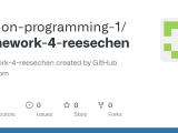Github Python Programming 1 Homework 4 Reesechen Homework 4