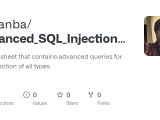 Github Anganba Advanced Sql Injection Cheatsheet A Cheat Sheet That