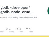 Github Mongodb Developer Mongodb Node Crud Example Code Samples For