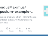 Github Legendusmaximus Symposium Example Code Some Example Programs