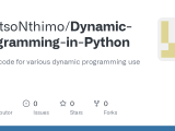 Github Liketsonthimo Dynamic Programming In Python Python Code For