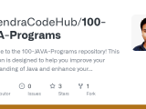 Github Narendracodehub 100 Java Programs Welcome To The 100 Java