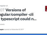 Versions Of Angular Compiler Cli And Typescript Could Not Be