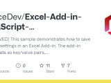 Github Officedev Excel Add In Javascript Persistcustomsettings