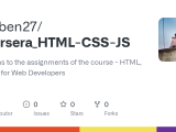 Github Reuben27 Coursera Html Css Js Solutions To The Assignments Of
