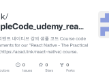 Github Bokjk Samplecode Udemy React Native Practical Guide Code 유데미
