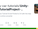 Github Unity Car Tutorials Unity Cartutorialproject Csharp Gotow