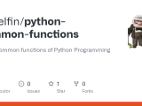 Github Firstelfin Python Common Functions Some Common Functions Of