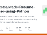 Github Sanketsarwade Resume Parser Using Python Our Project On