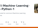 Github Hs99 Machine Learning With Python 1 Python Code For Common