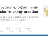 Github Nyu Python Programming Decision Making Practice A Few Puzzles