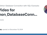 Video For Python Databaseconnection Sql Issue 1 Lawgaly Python