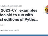 2023 07 Examples Are Too Old To Run With Latest Editions Of Python 3