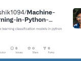 Github Kaushik1094 Machine Learning In Python Classification Models