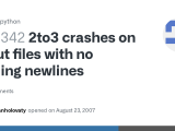2to3 Crashes On Input Files With No Trailing Newlines Issue 45342