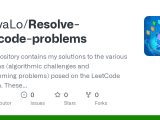Github Youvalo Resolve Leetcode Problems This Repository Contains My