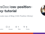 Github Aakashrao Dev Css Position Sticky Tutorial Source Code Repo