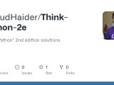 Github Masudhaider Think Python 2e Think Python 2nd Edition Solutions