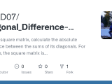 Github Raad07 Diagonal Difference Solution In Python Problem Solving