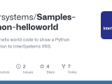 Github Intersystems Samples Python Helloworld Simple Hello World