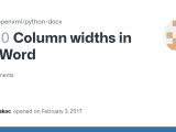 Column Widths In Ms Word Issue 360 Python Openxml Python Docx Github