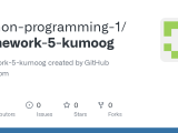 Github Python Programming 1 Homework 5 Kumoog Homework 5 Kumoog