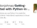 Github Gordonjohnao Getting Started With Python In Vs Code In This