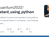 Github Mrquantum2022 Assistant Using Python I Have Created My