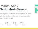 Github The Month April Javascript Text Based Adventure Game An