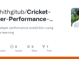 Cricket Player Performance Prediction Using Machine Learning Cricket